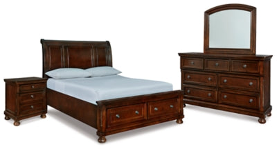 Porter Queen Sleigh Storage Bed, Dresser, Mirror and Nightstand ...